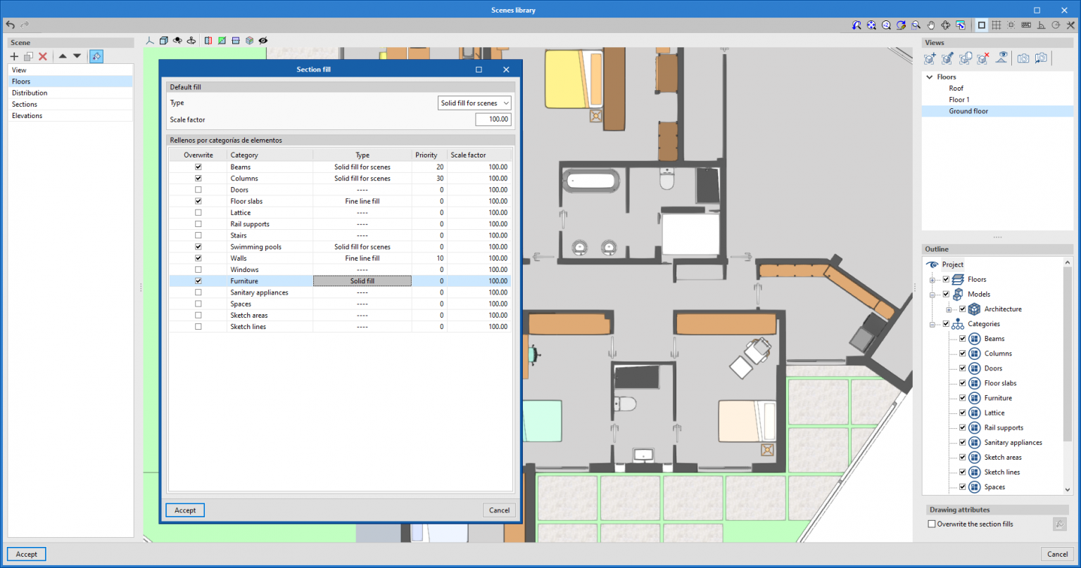 Improvements in profile fills for scene views - CYPE