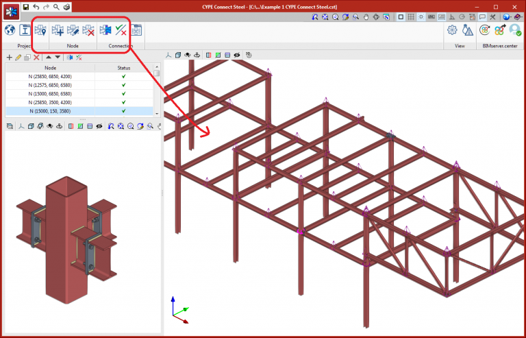 Node management in the 3D view of the structure - CYPE