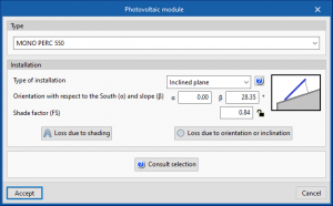 Editable shade factor for each panel - CYPE