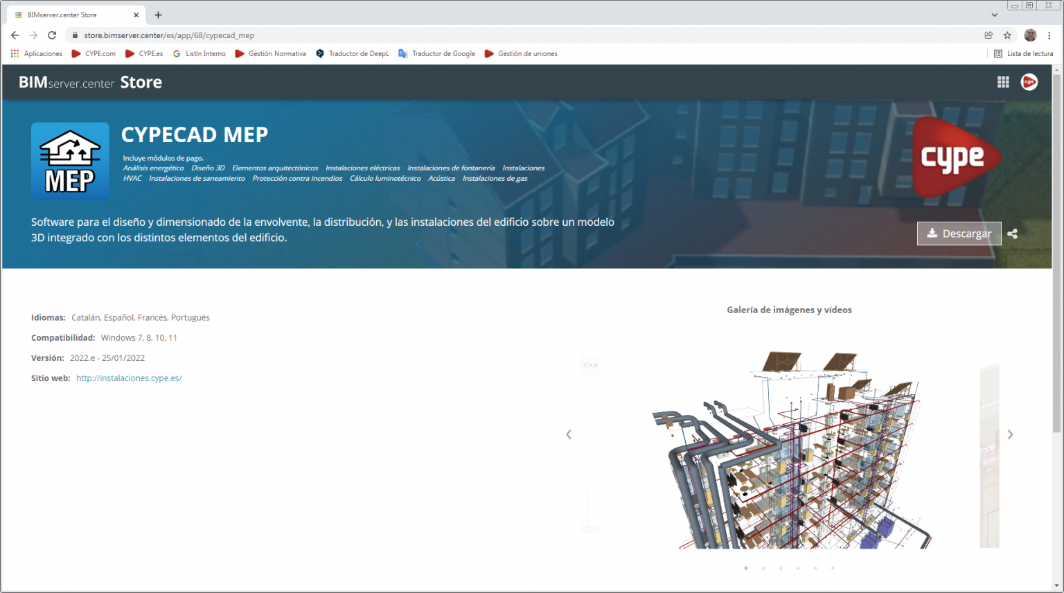 Descarga desde la plataforma BIMserver.center - CYPE