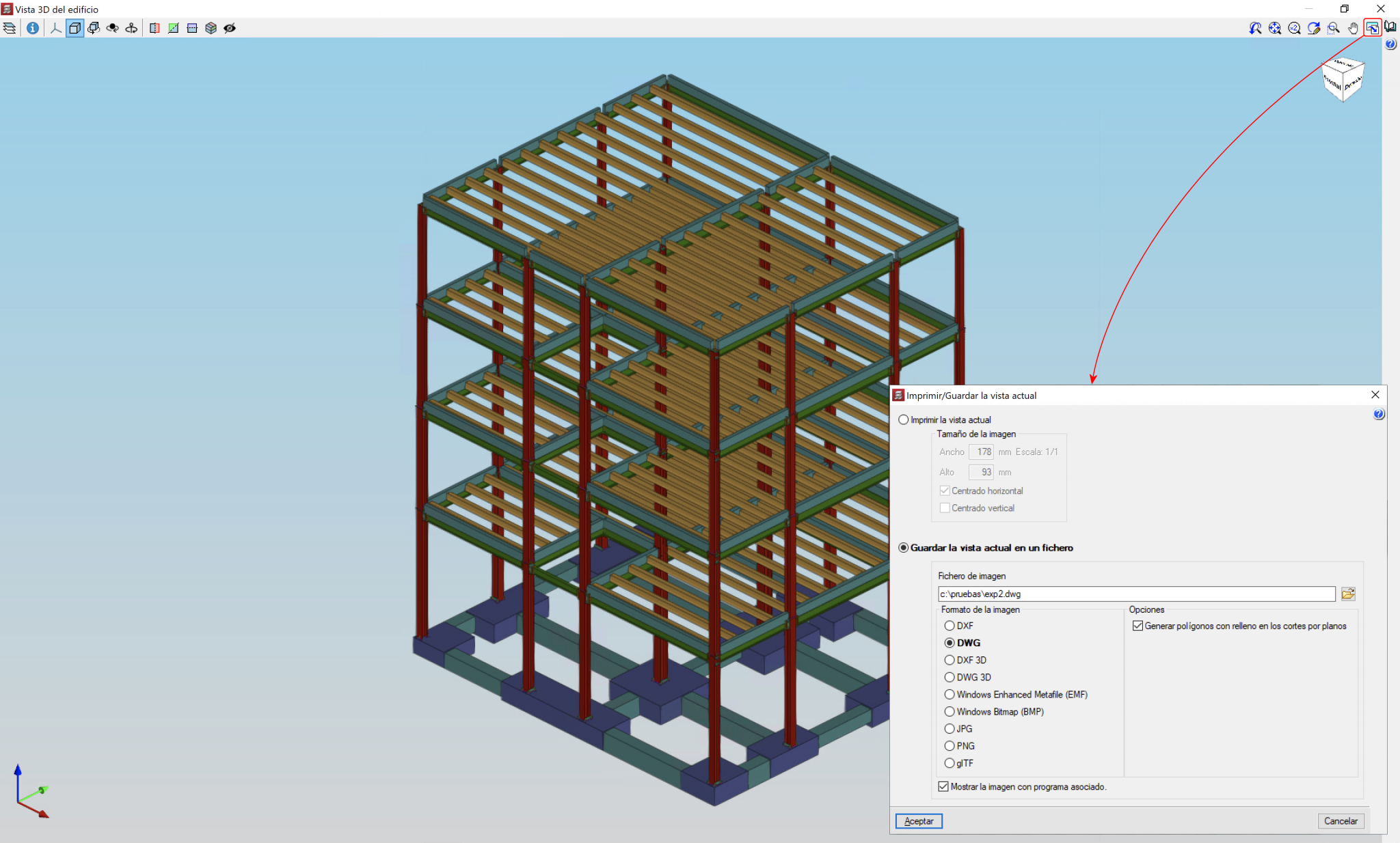 Exportación de vistas 3D a formatos DXF y DWG en 2D - CYPE