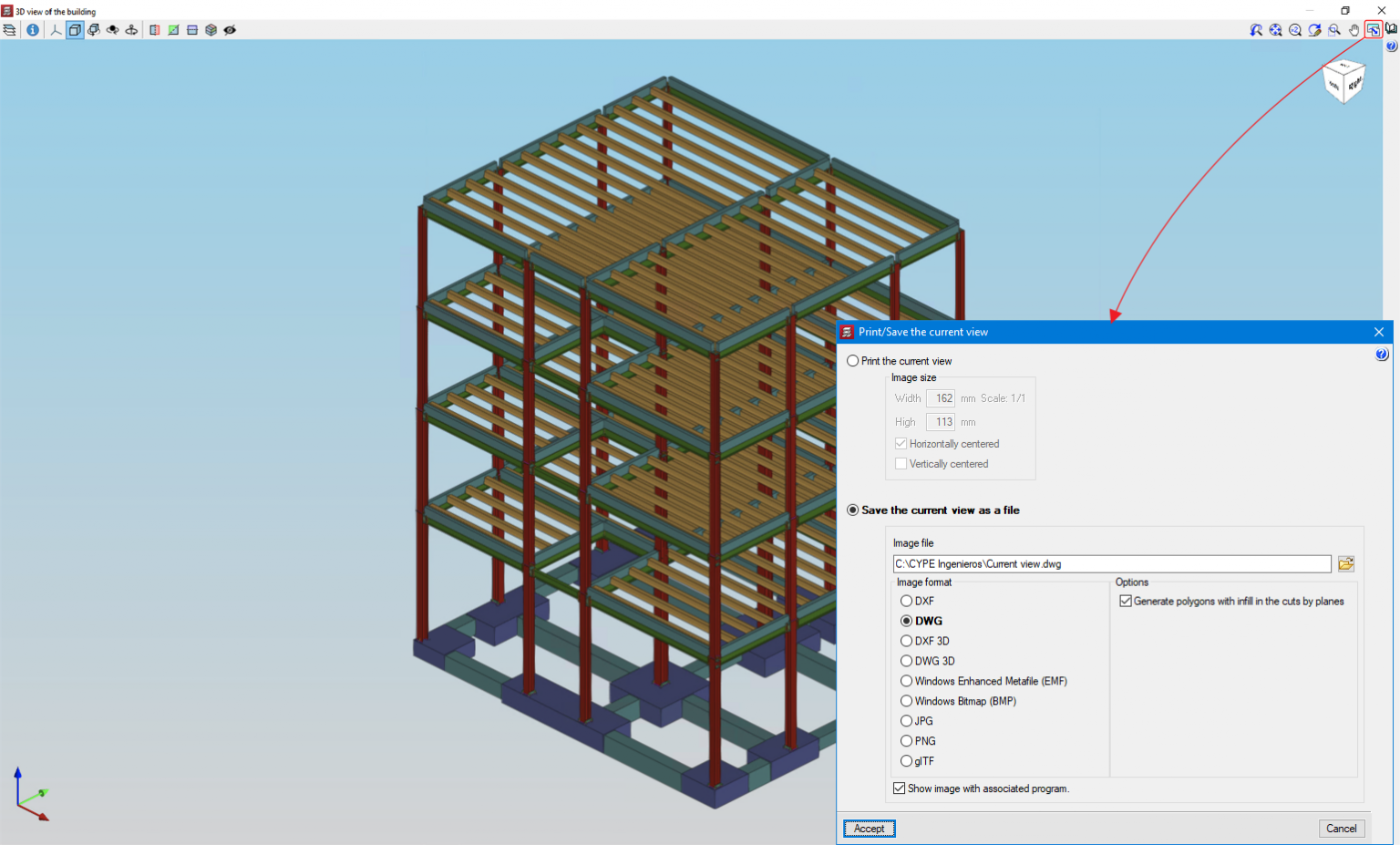 Exporting 3D views to 2D DXF and DWG formats - CYPE