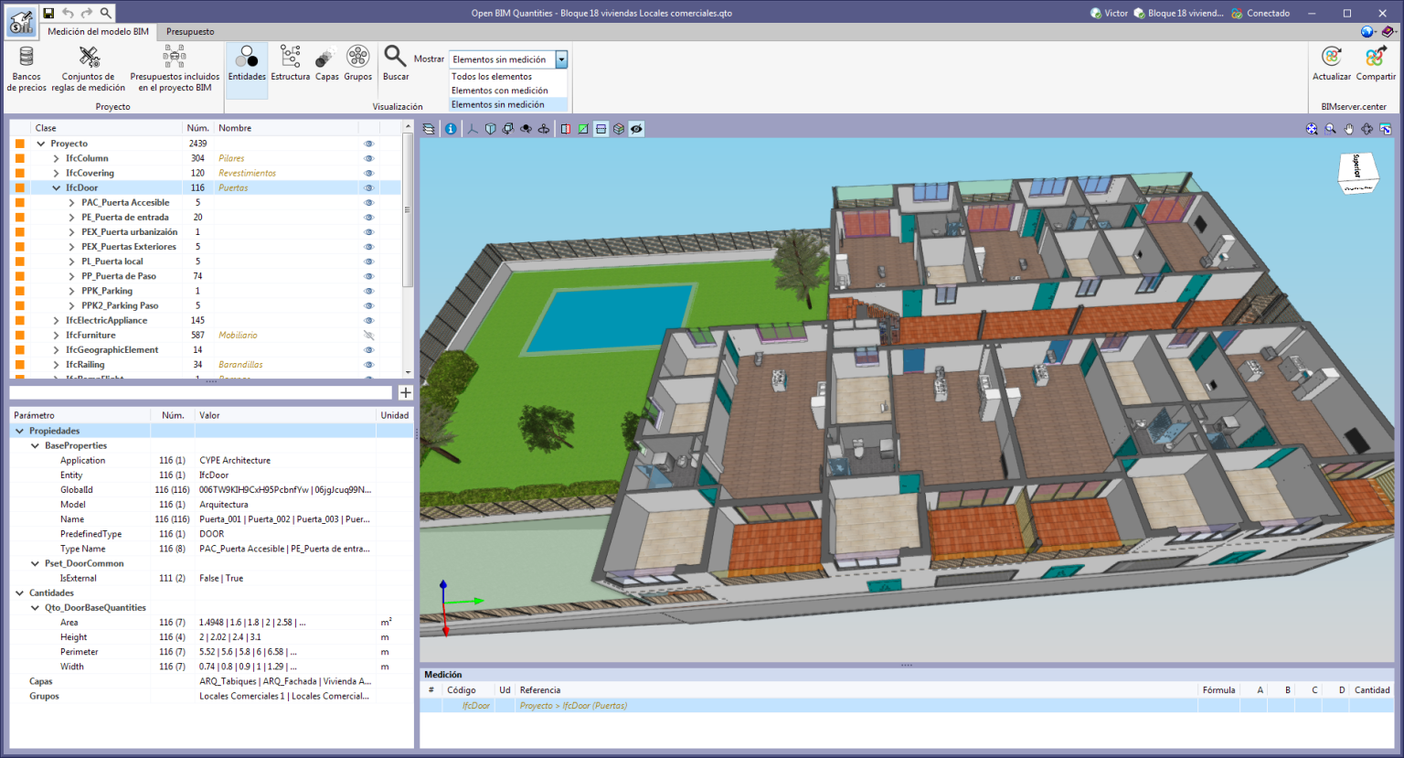Filtrado de los componentes del modelo BIM - CYPE