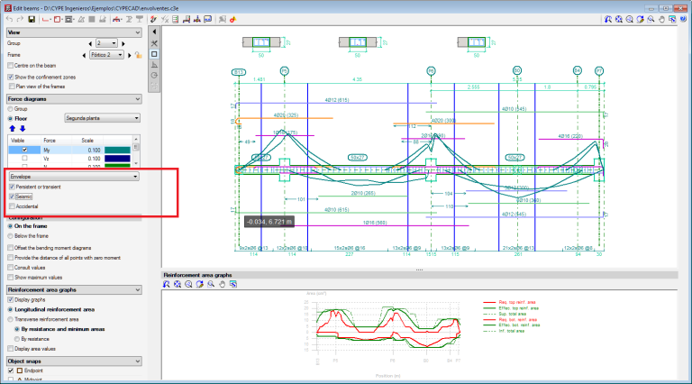 Simultaneous selection of several types of envelopes in the frames editor - CYPE