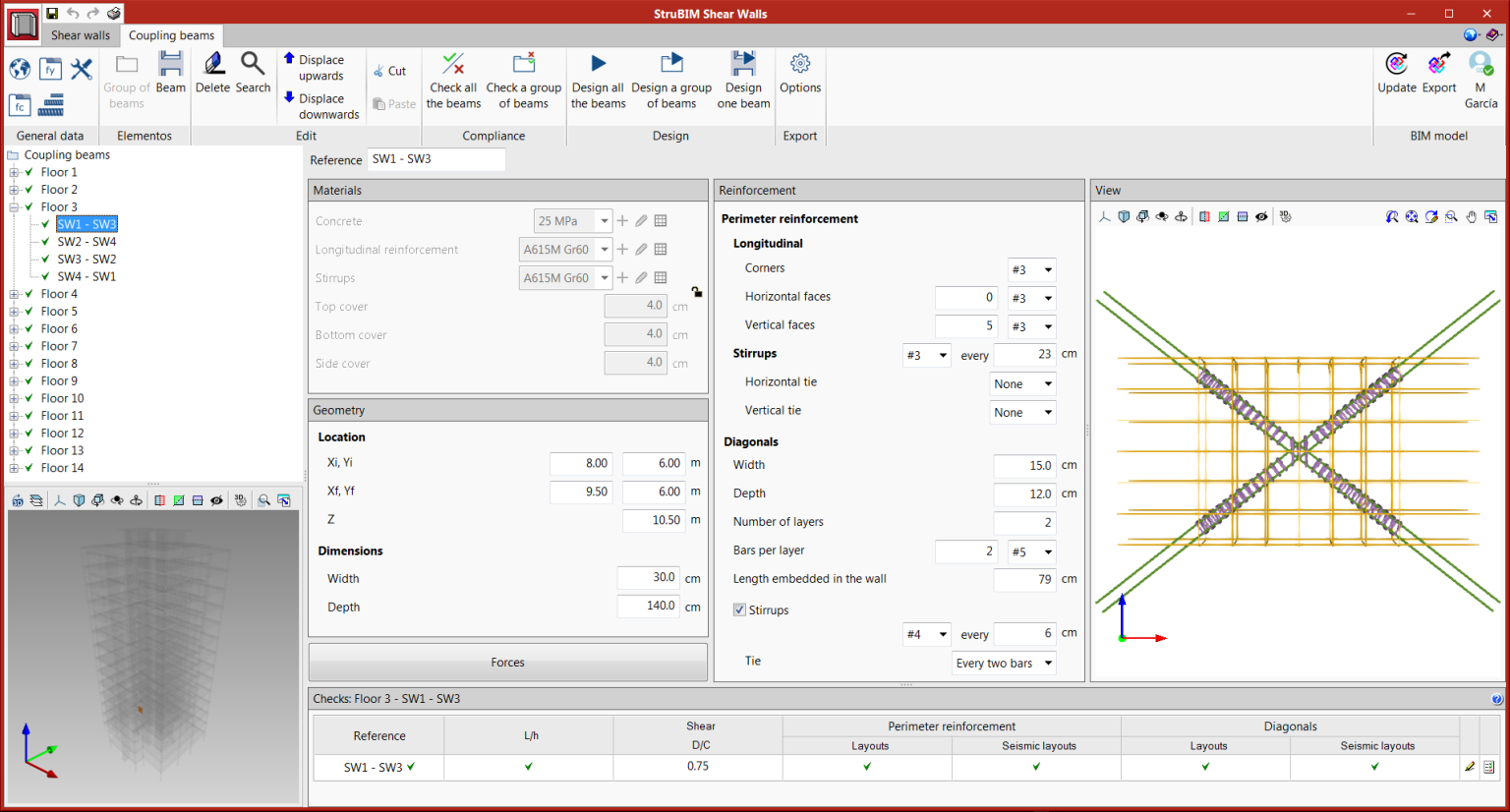 StruBIM Design Coupling Beams – StruBIM Shear Walls module - CYPE