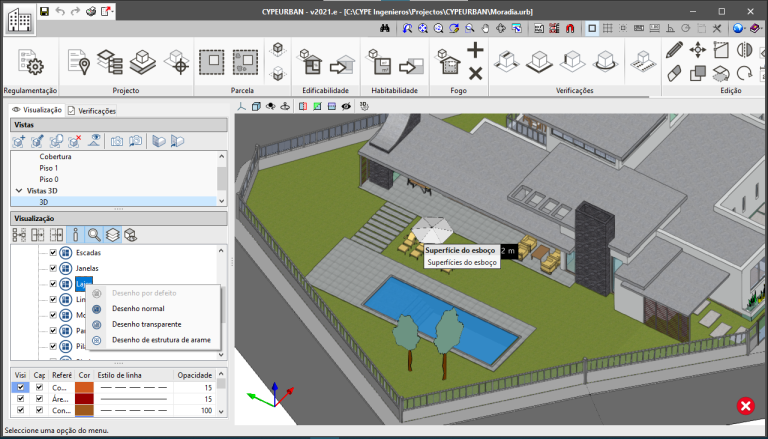 Nova interface. Painel lateral - CYPE
