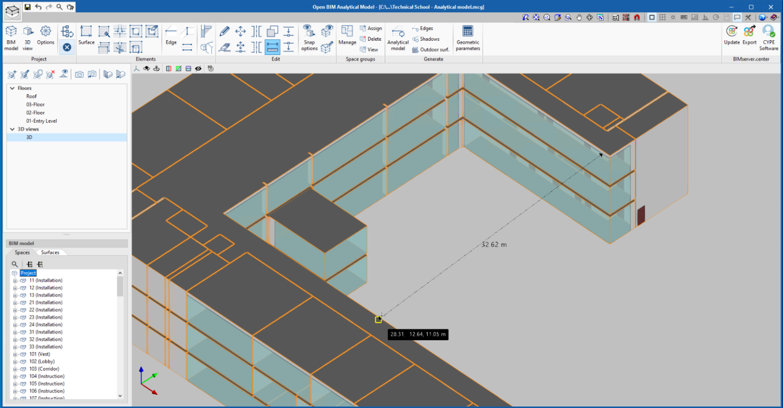 Object snaps in the "Measure" tool - CYPE