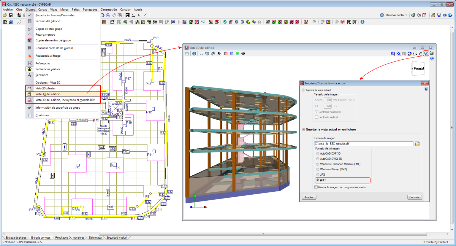 Export the current 3D view to glTF format - CYPE