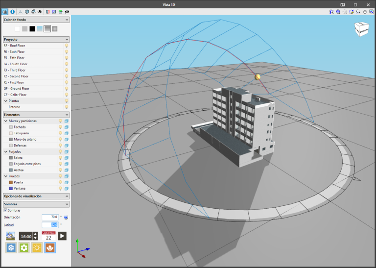 View shadows on the 3D model of the building - CYPE