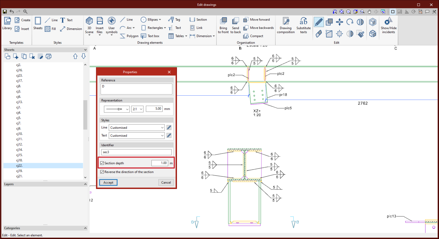 Section depth editing - CYPE