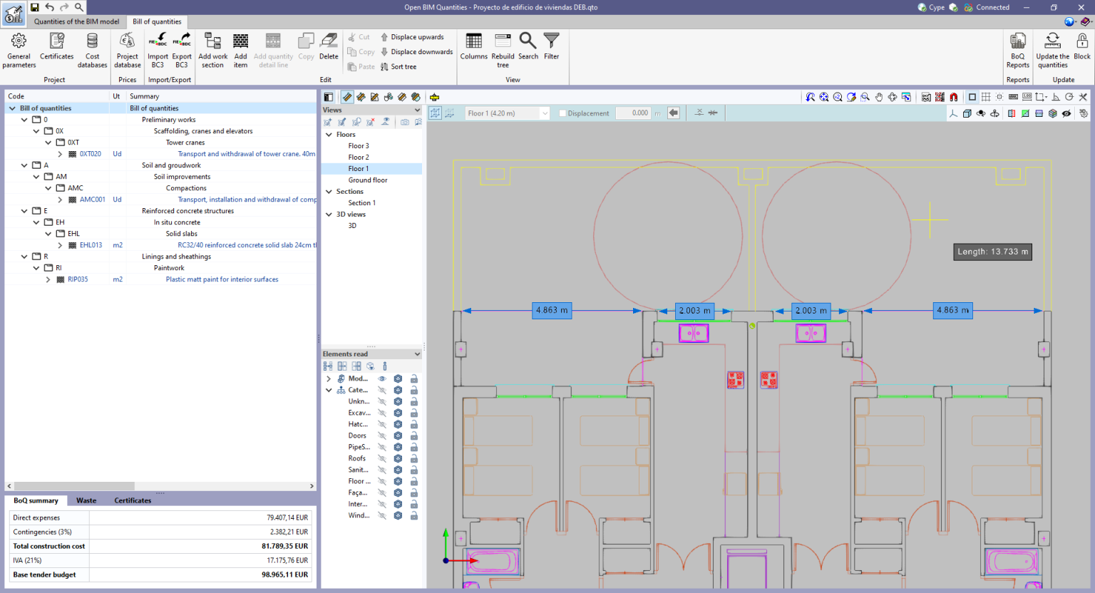 Quantities on the 2D/3D model - CYPE