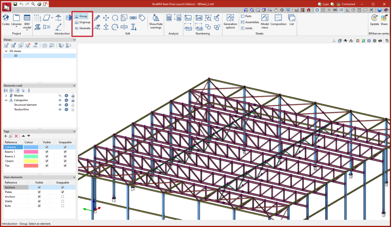 Options for grouping and generating nodes - CYPE