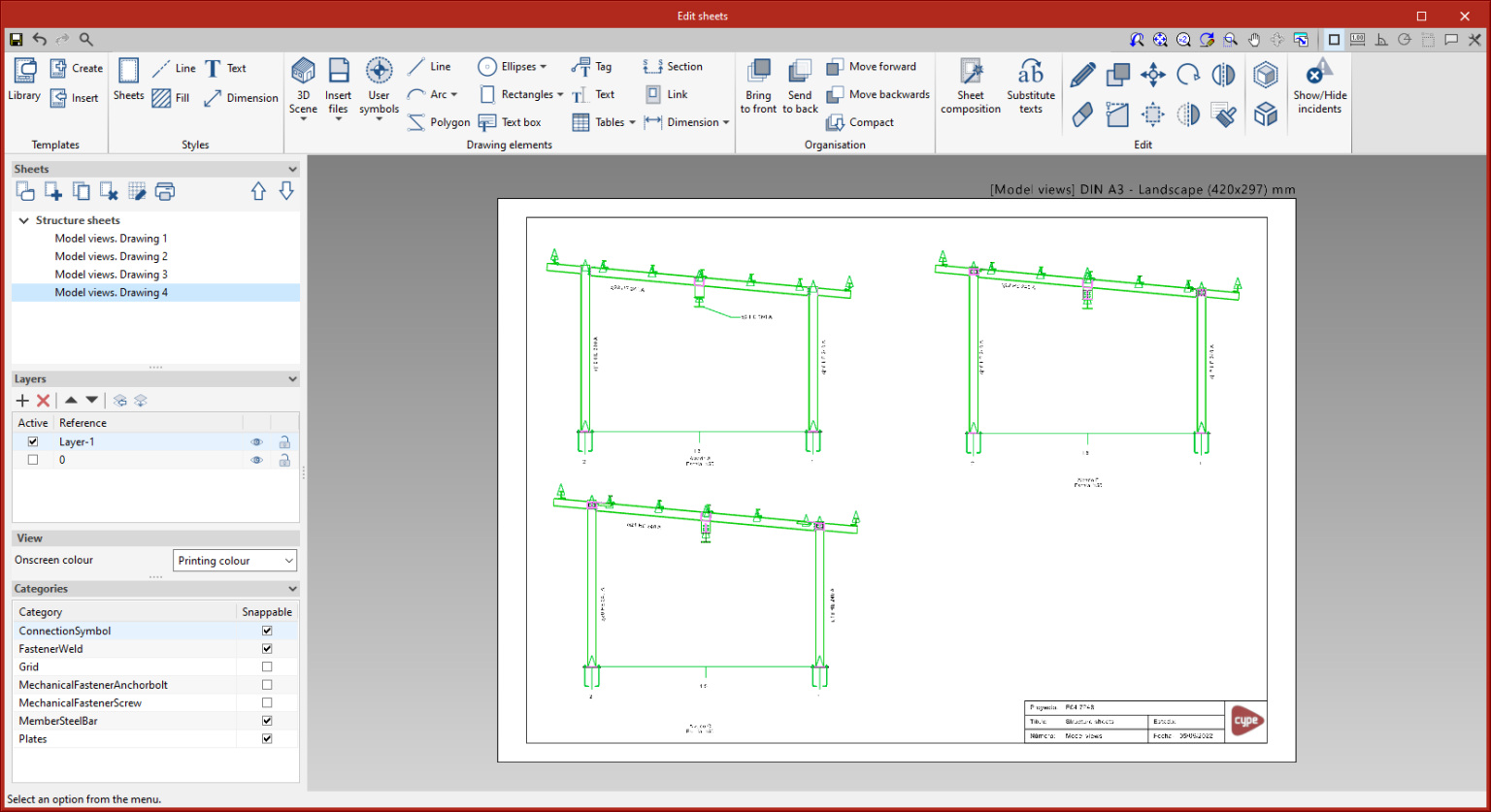 Structural steel detailing drawings (new StruBIM Steel module) - CYPE