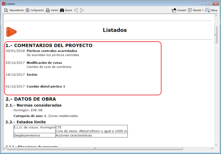 Project comments - CYPE