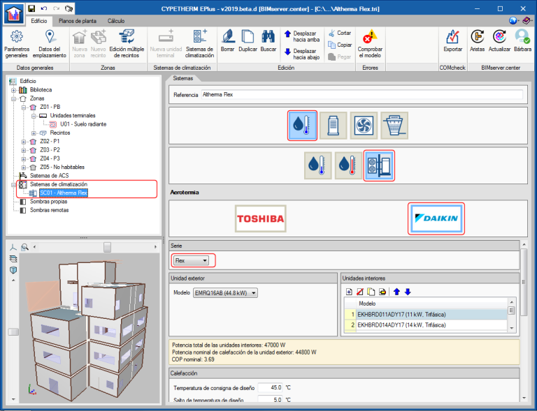 Daikin Altherma Flex aerothermal system - CYPE