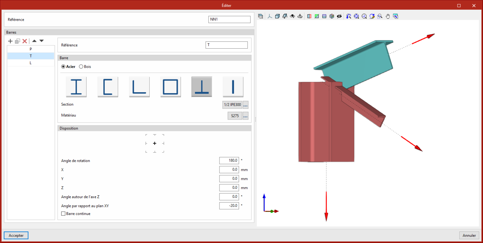 Nouveaux types de section : profilé en T et plate bande - CYPE