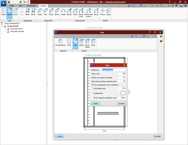 Ventilación de cuadros según IEC 60890 - CYPE