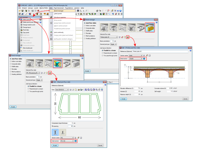 Assign steel and timber joists - CYPE
