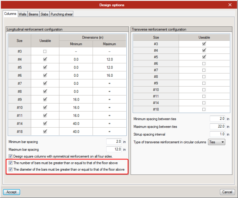 Column design options - CYPE