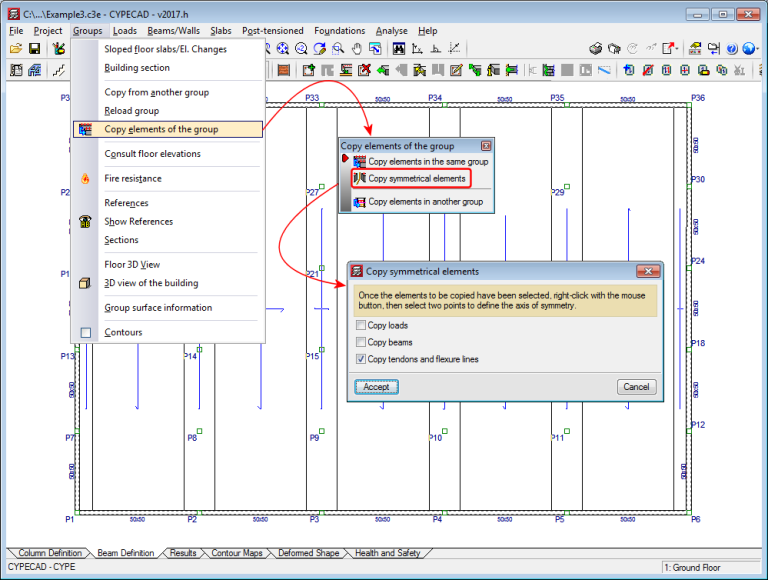 Copy post-tensioned elements - CYPE