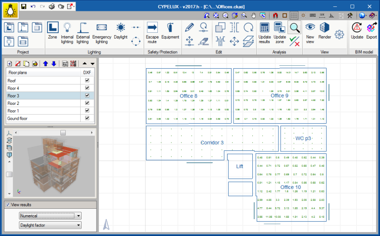 Display numerical results on the floor plan - CYPE