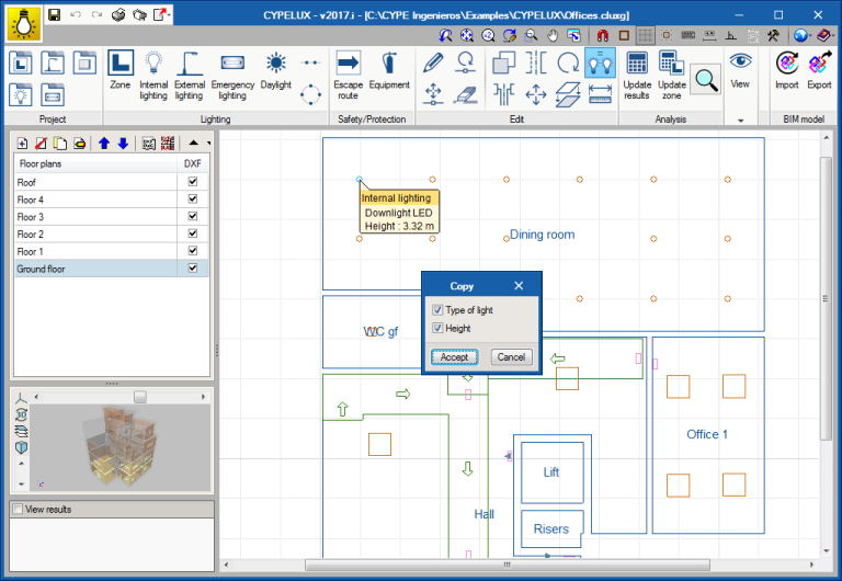 Copy lighting properties - CYPE