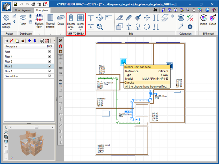 Link between circuit diagrams and floor plans for VRF systems - CYPE