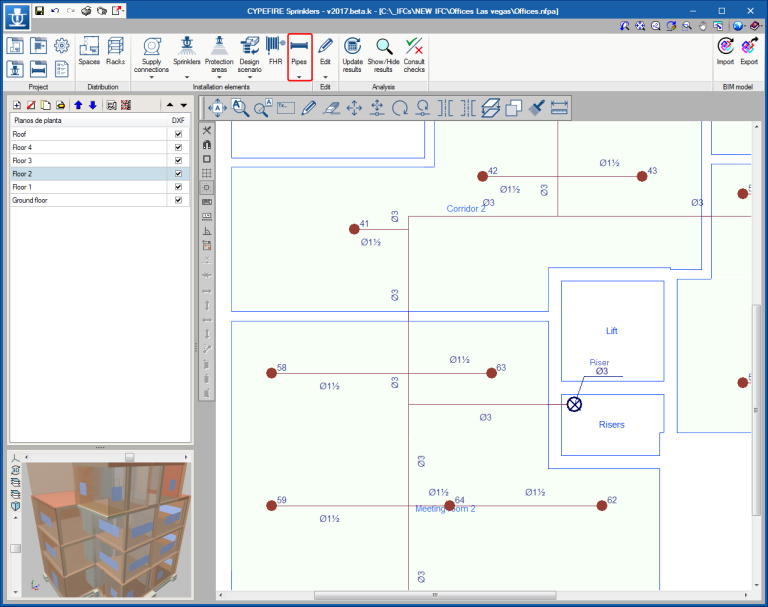 3D geometry. Risers - CYPE