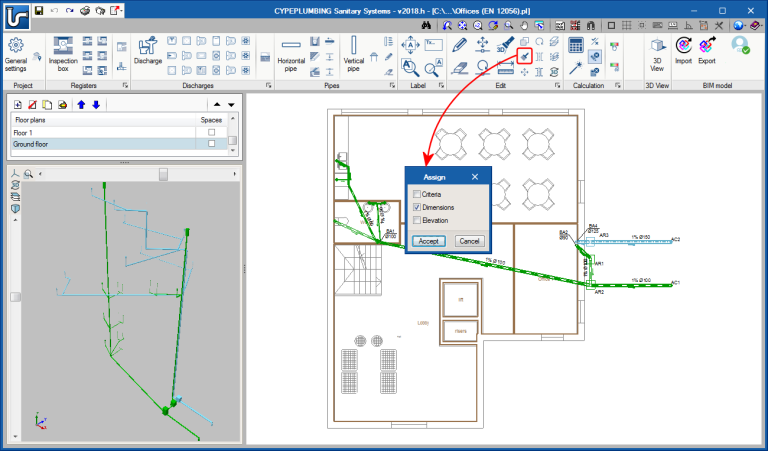 Improvements when assigning properties to elements of the installation - CYPE