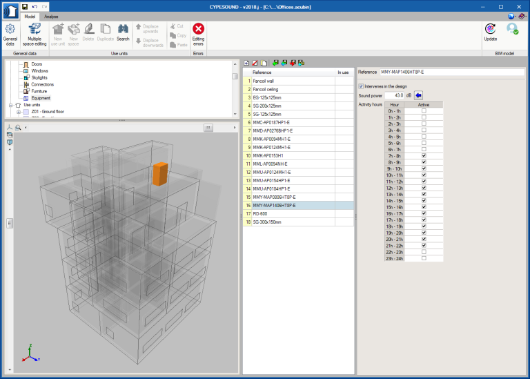 Import outdoor sound sources from the BIM model - CYPE