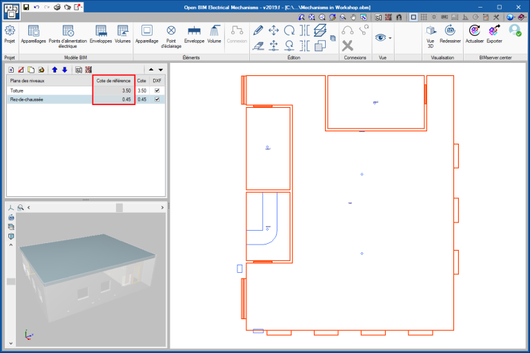 Cote de référence dans le tableau ‘Plans de niveau’ - CYPE