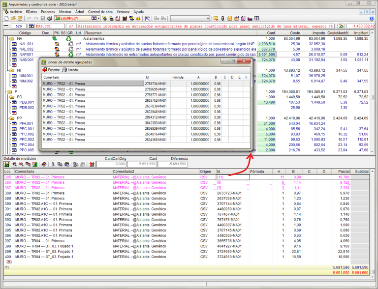 Group quantity lines - CYPE