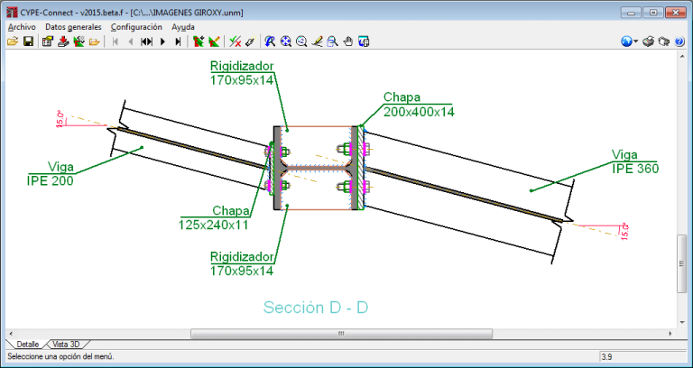Uniones con ángulo en planta - CYPE