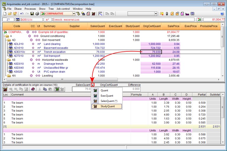 Quantity comparative - CYPE