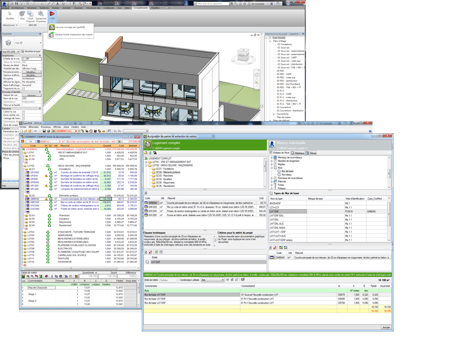Métrés et chiffrages de modèles Revit - CYPE