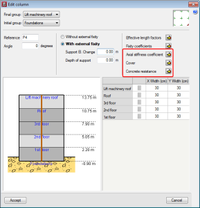Axial stiffness coefficient, Cover and Concrete resistance when introducing and editing a column ...