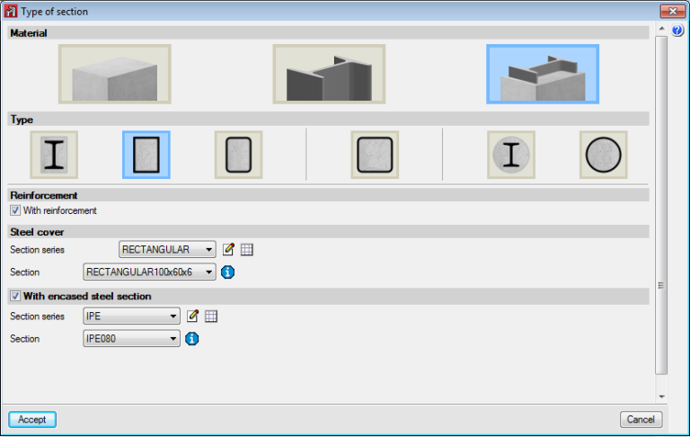 Composite steel and concrete columns (new module) - CYPE