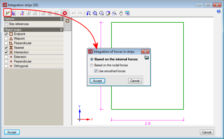 Calculation of forces in shell integration strips - CYPE