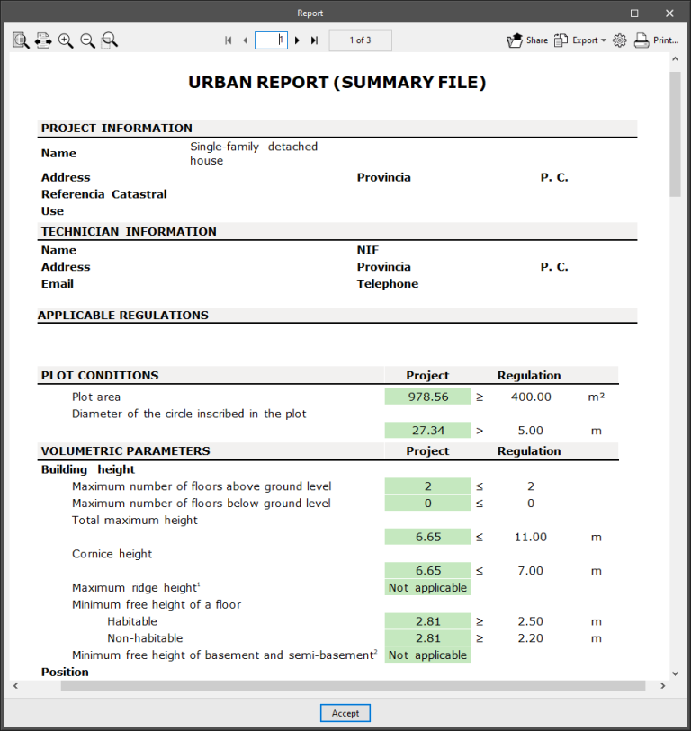 CYPEURBAN - Report and BIM model of urban regulations - CYPE