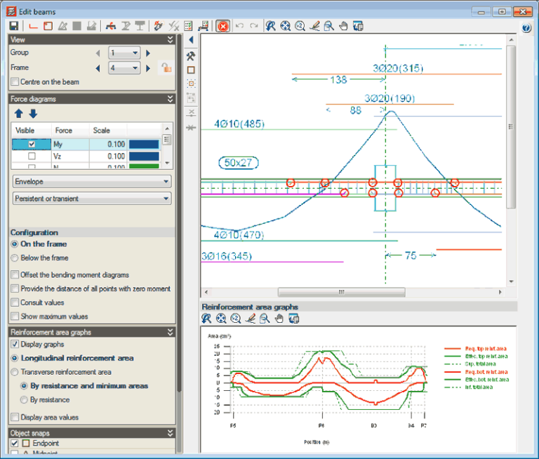 Beam editor of CYPECAD - CYPE
