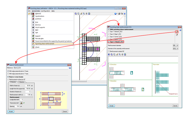 Punching shear reinforcement using beams - CYPE