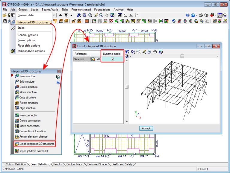 Consideration of the Integrated 3D structures in the dynamic seismic analysis - CYPE
