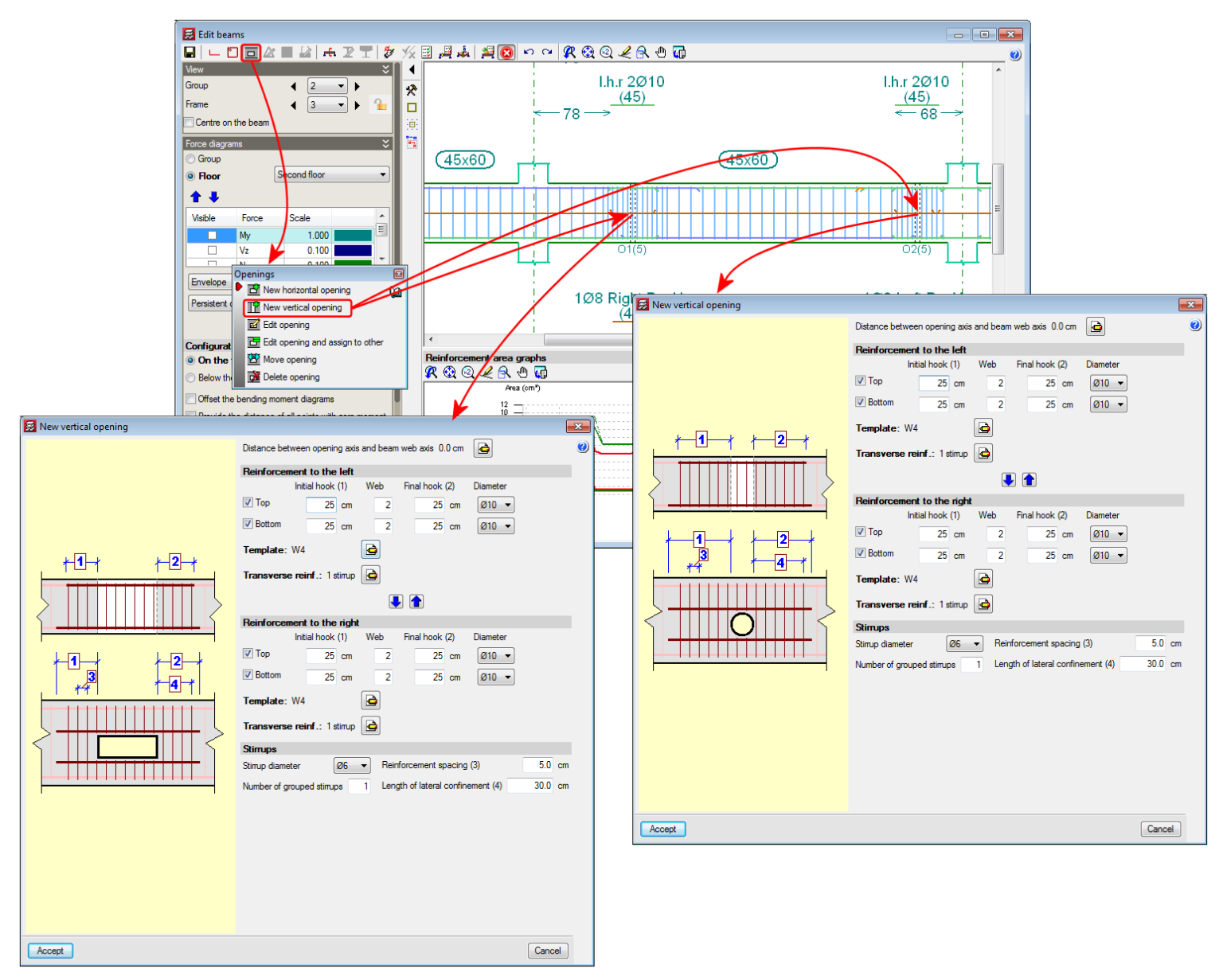 Vertical openings in beams - CYPE