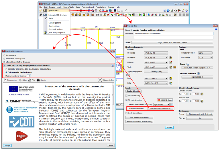 Interaction of the structure with the construction elements. Automatic generation of ...