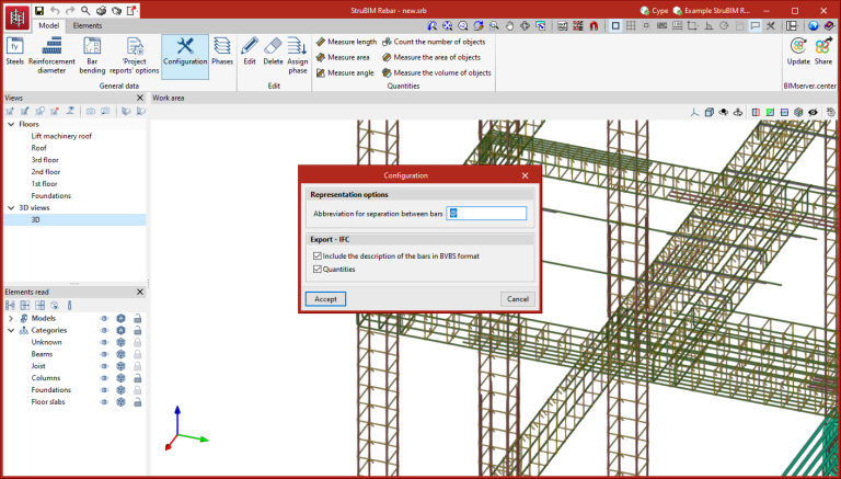 Options for exporting to IFC format - CYPE