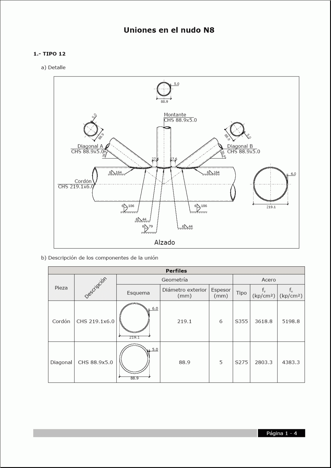 Uniones V. Celosías planas con perfiles tubulares - CYPE
