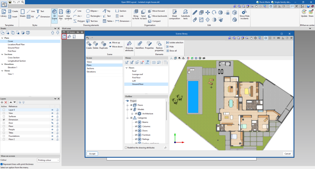 Open BIM Layout - 3D Scenes: Entering BIM model views - CYPE