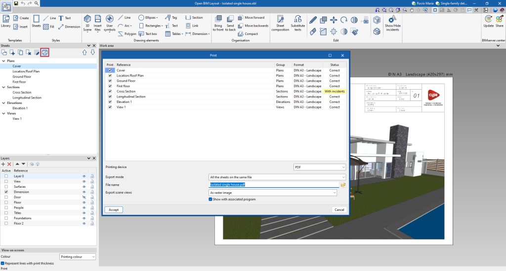 Open BIM Layout - Results output - CYPE