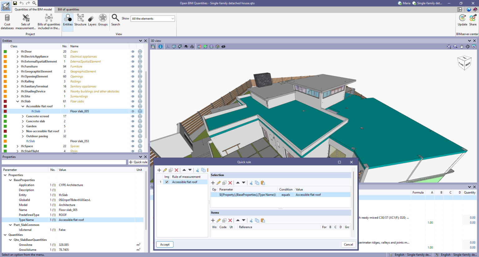 Open BIM Quantities - Creating quick rules - CYPE