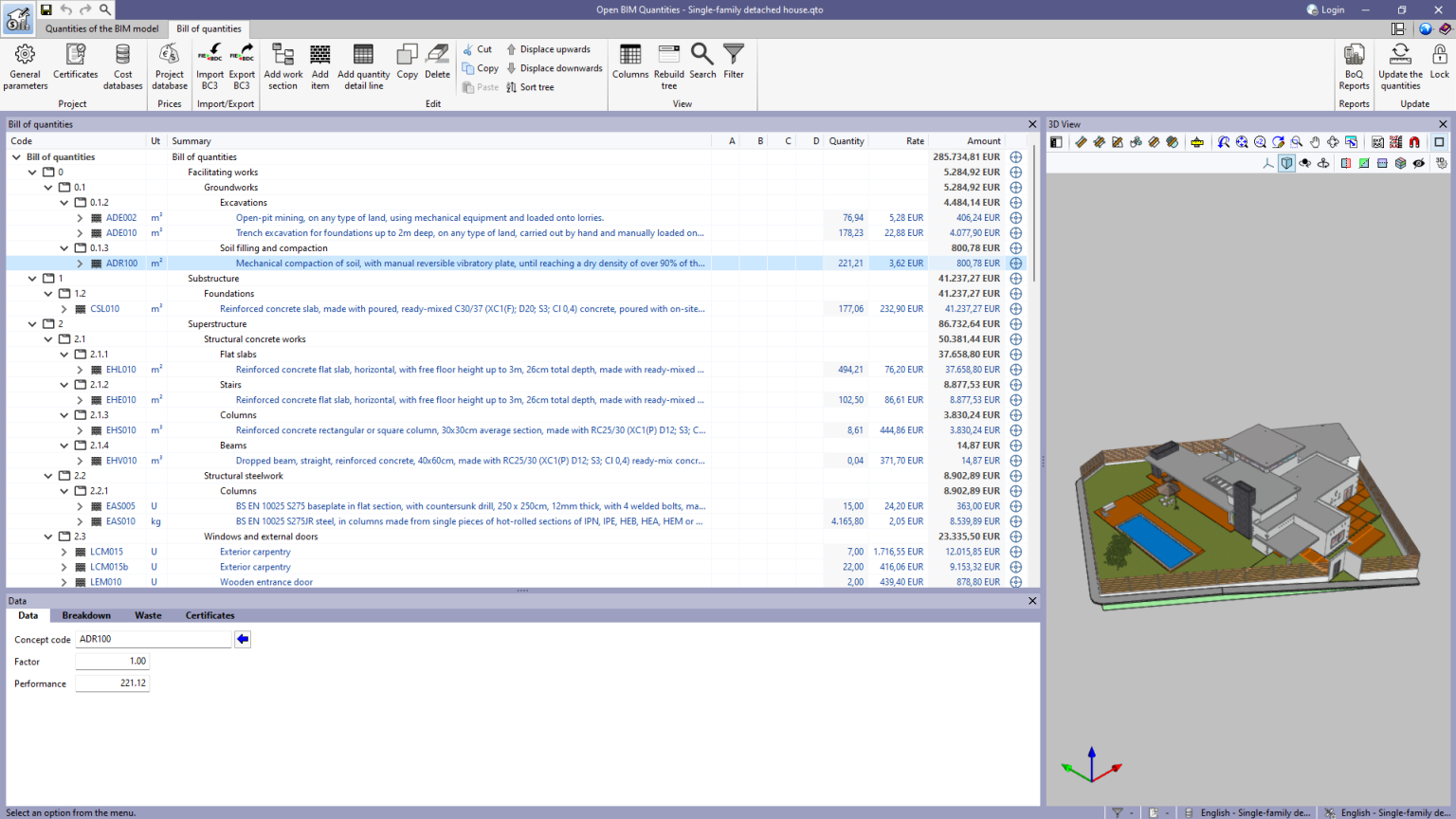 The "Bill of quantities" tab - Introduction - CYPE